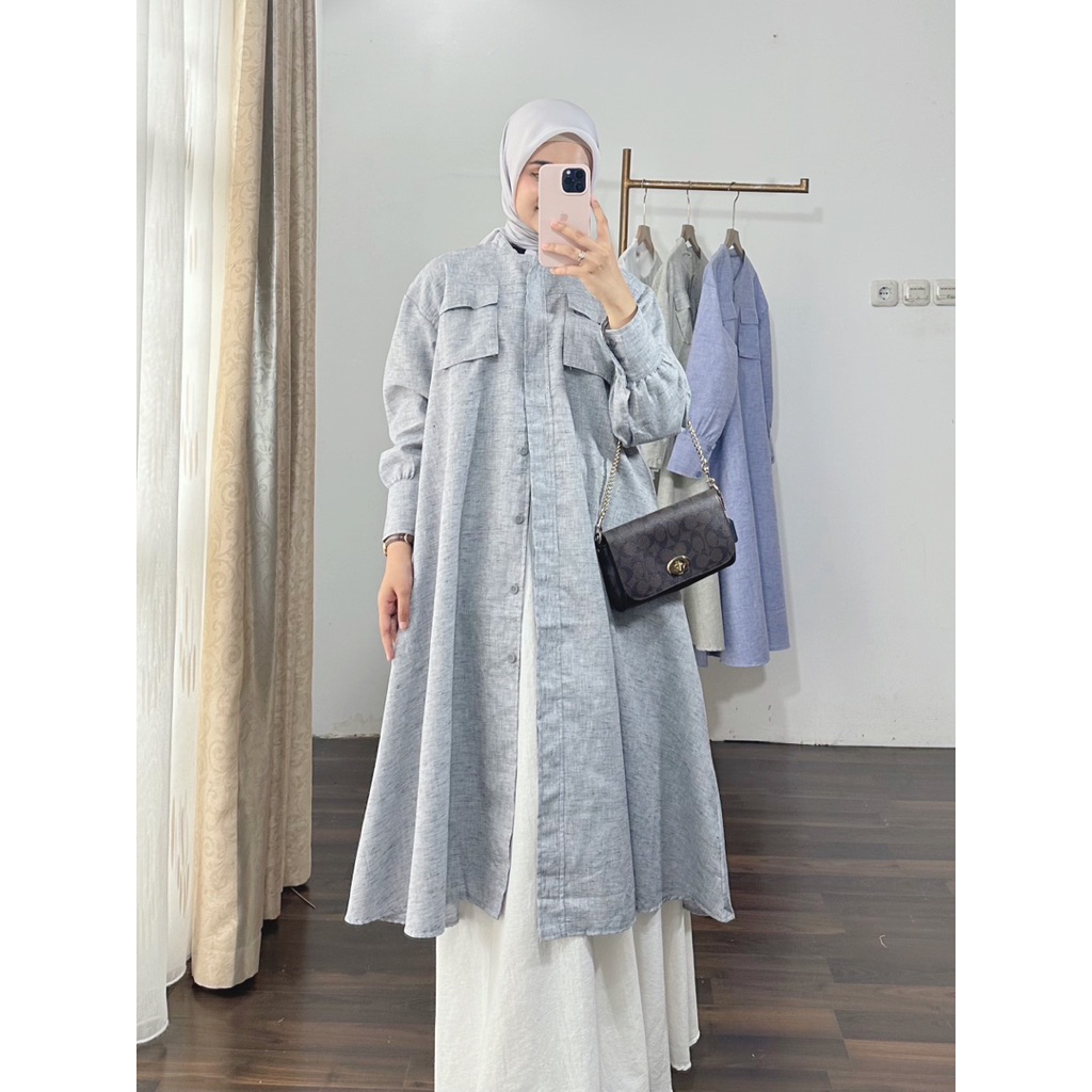 Jual TUNIK POCKET Tunik Bahan Linen Premium | Shopee Indonesia