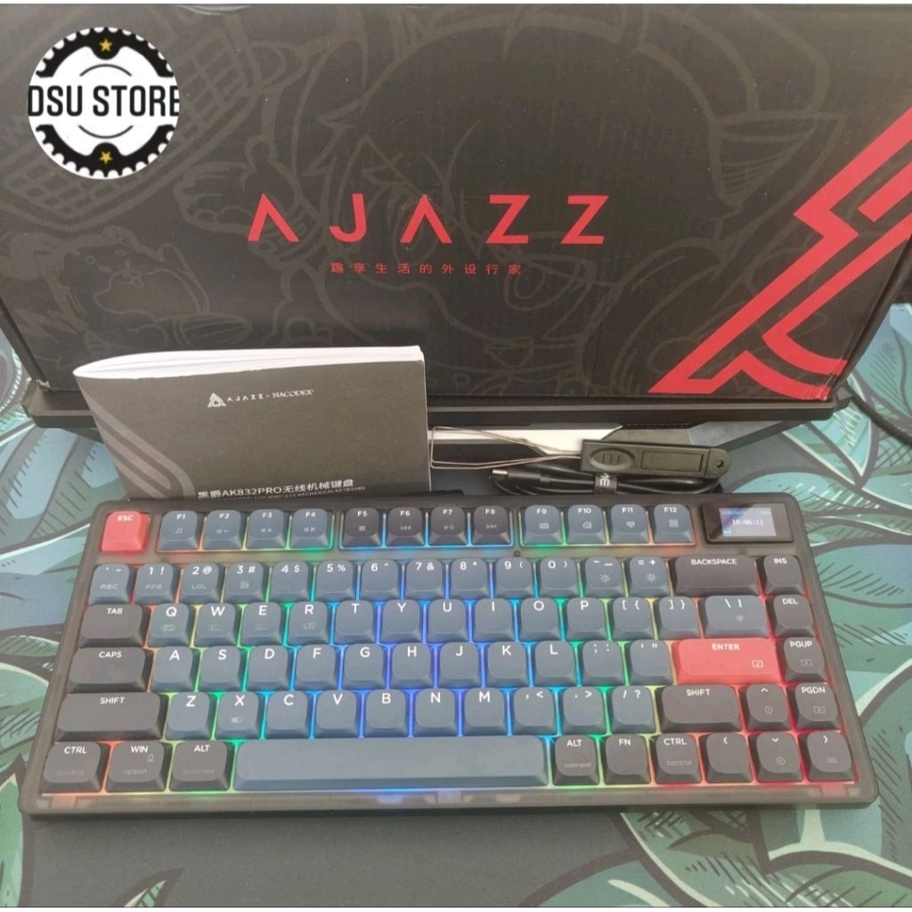 Jual Ajazz AK832PRO Low Profile Triple Mode With Mini Display ...