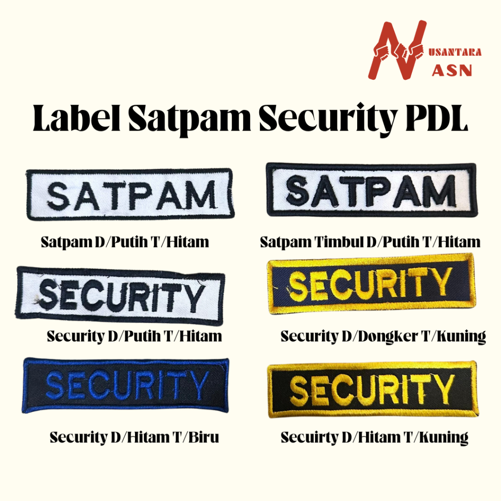 Jual Atribut Label Satpam Security Bordir PDL Pakaian Dinas Lapangan ...