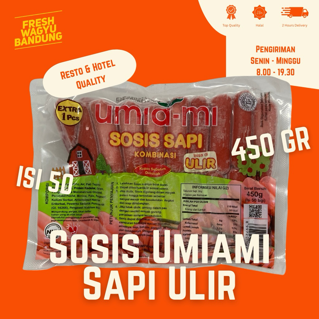 Jual UMIAMI SOSIS SAPI ULIR ISI 50 Daging Sapi Halal Bernardi 450g | Shopee Indonesia
