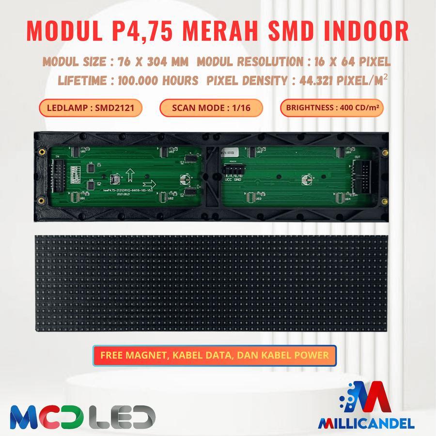Jual PANEL MODUL P4,75 P4.75 F3.75 F3,75 16X64 RUNNING TEXT MATRIX RED ...