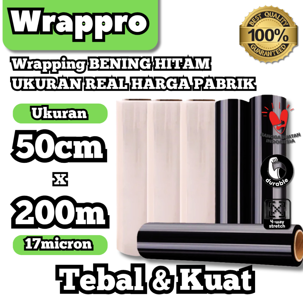 Jual Wrappro Plastik Wrapping Barang Ukuran 50cm x 200m x 17 Micron ...