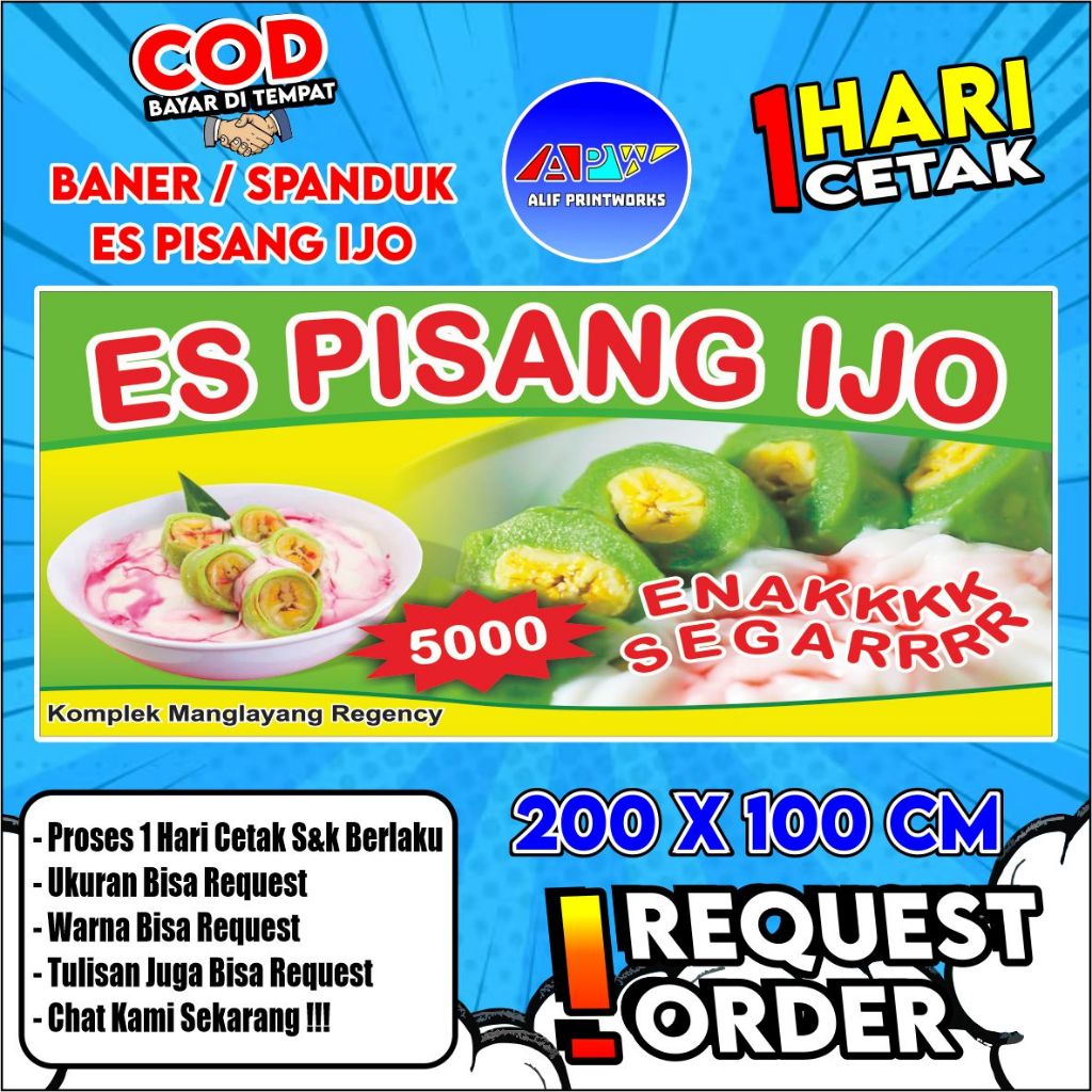 Jual Spanduk Es ijo / Baner Es Pisang ijo 200x100 cm | Shopee Indonesia