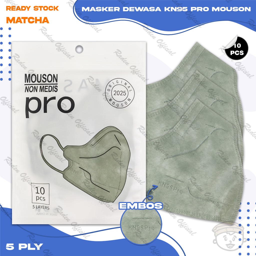 Jual Masker KN95 PRO MOUSON 5Ply Isi 10Pcs Matcha Hybrid KN 95 5 Ply ...