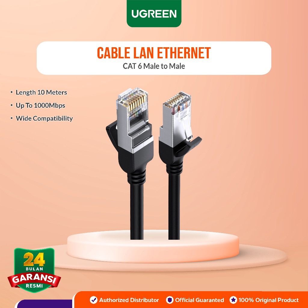 Jual UGREEN 50196 Kabel LAN RJ45 CAT 6 10 Meter 10M Gigabit Ethernet UTP 1000Mbps CAT6 Cable ...