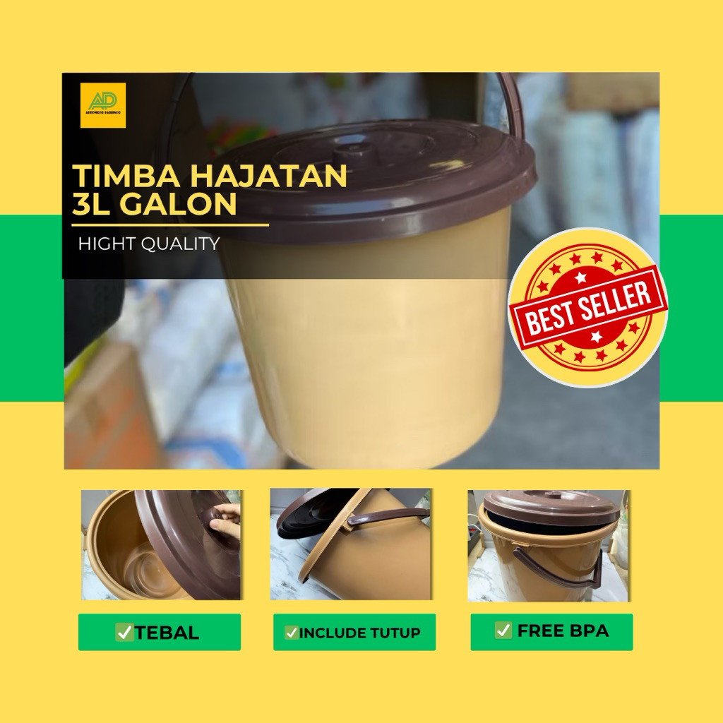 Jual Timba Hajatan Coklat 3 Liter Galon ( Free sekat untuk tempat Lauk ...
