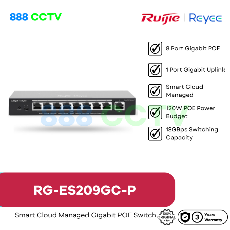 Jual Ruijie Reyee RG-ES209GC-P 9-Port Gigabit Smart Cloud Managed PoE ...