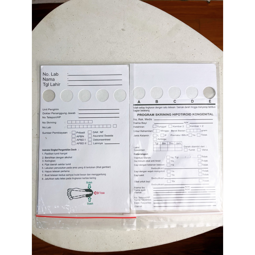 Jual Kertas SHK Original produk sesuai foto (Skrining Hipotiroid ...