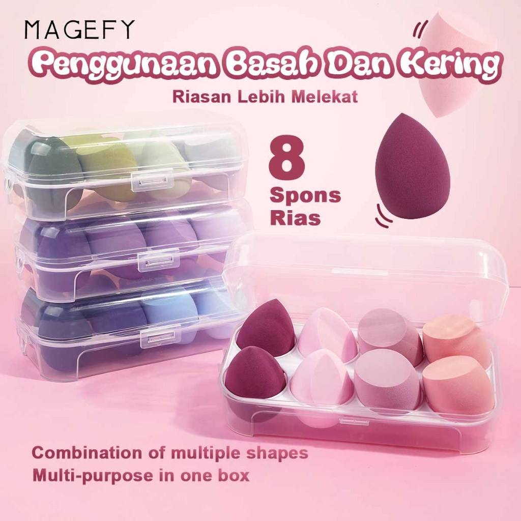 Jual MAGEFY 8PCS Alat Spons Rias Lembut Air Spons Spons Kering Dan ...