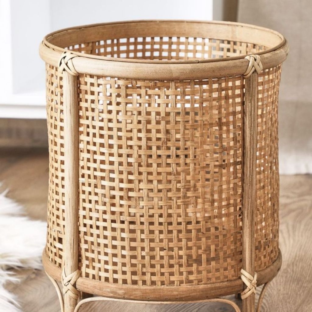 Jual Standing Pot Rotan | Pot Rotan MinimalisAsli Alami Full Vernis ...
