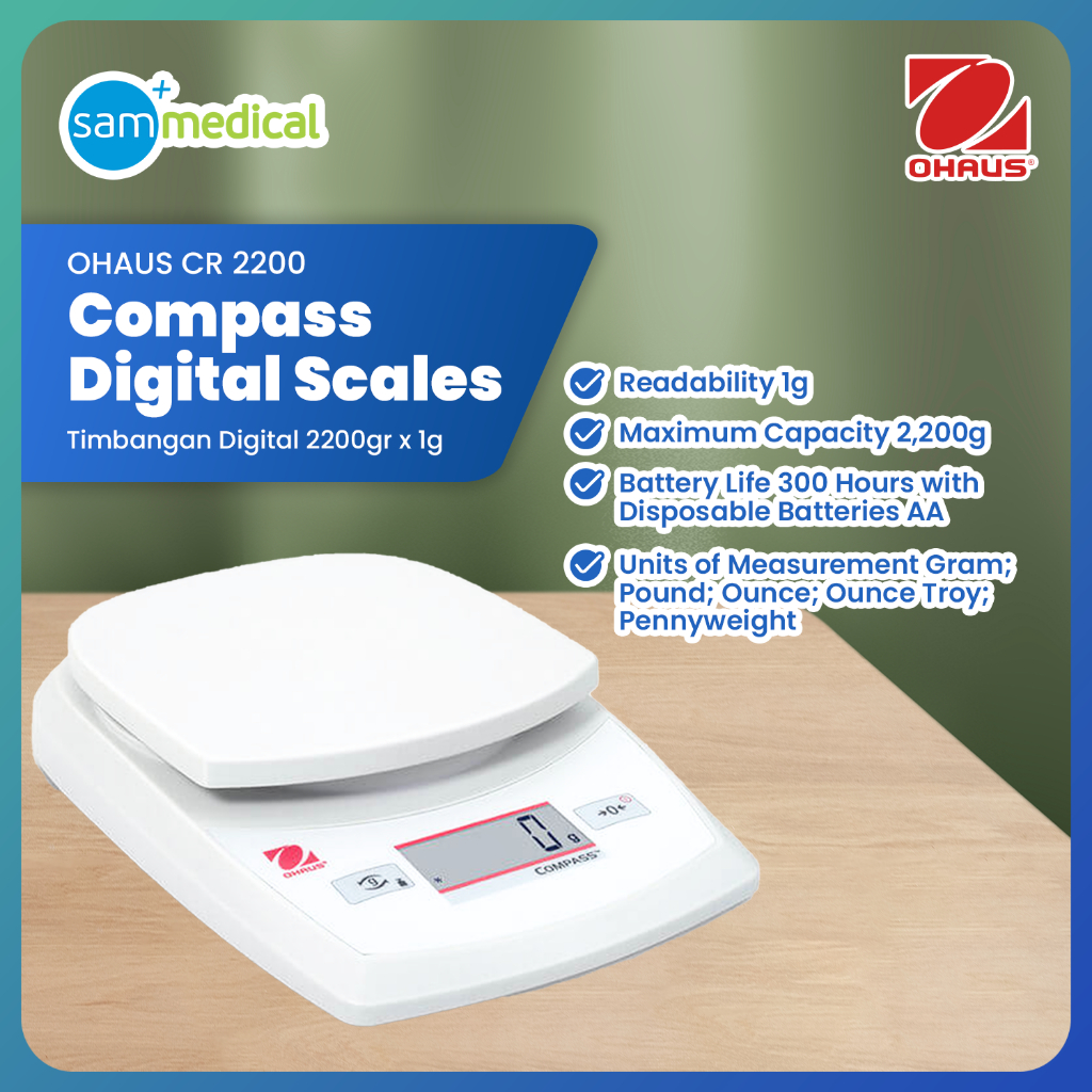 Jual OHAUS Timbangan Digital CR 2200 ( 2200gr x 1gr) Compass CR ...