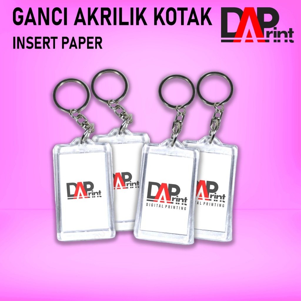 Jual Cetak Gantungan Kunci Akrilik Kotak Custom Insert Paper 2 Sisi ...