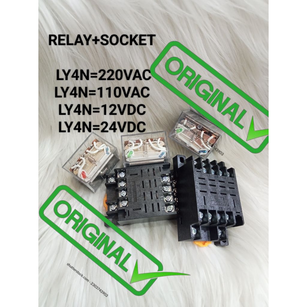 Jual relay Omron original PLUS SOCKET ORIGINAL LY4N 220vac,24vdc,12vdc ...