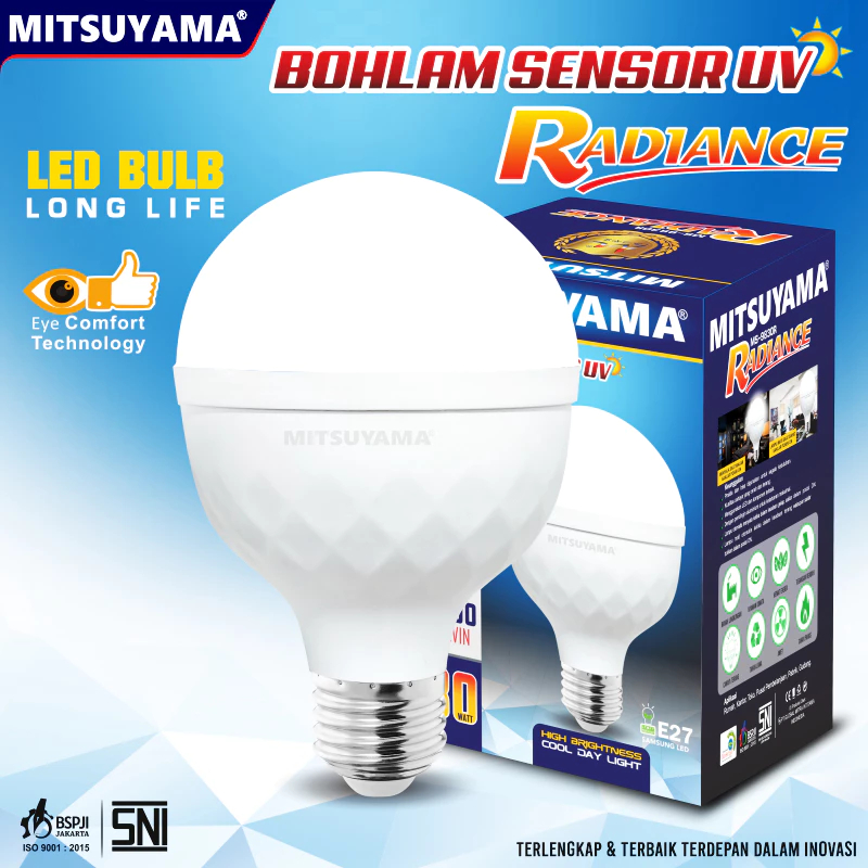 Jual Lampu Bohlam Sensor UV Mitsuyama LED Bulb Radiance MS-9809R | Shopee Indonesia
