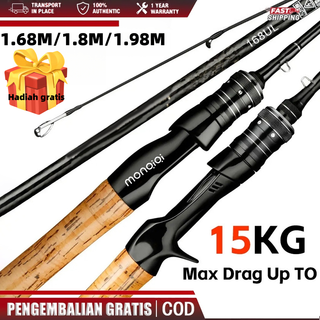 Jual MONQIQI Joran UL carbon 1.8M/joran 198cm lentur 2-6Lbs carbon padat/Joran ultralight UL ...