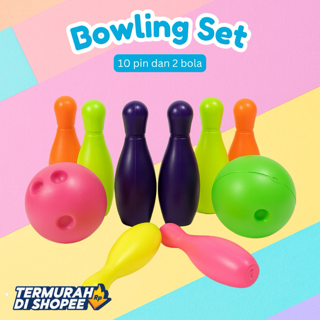 Jual Mainan anak BOWLING SET plastik / mainan bowling 12pcs ukuran ...