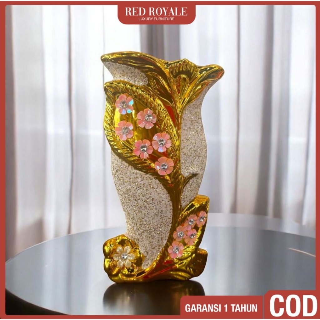 Jual vas bunga keramik gold mewah pajangan dekorasi hiasan ruang tamu ...