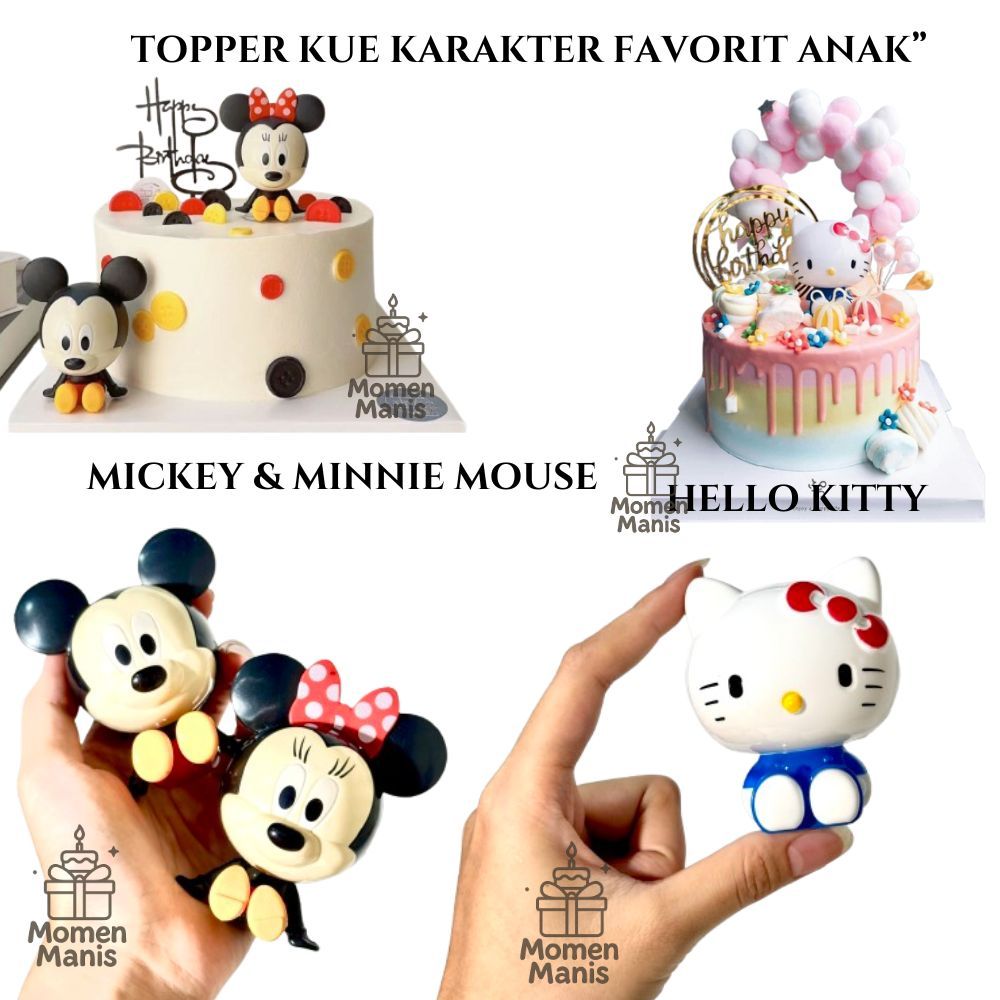 Jual Topper Cake Animasi Hello Kitty Mickey Mouse Minnie Mouse Karakter ...