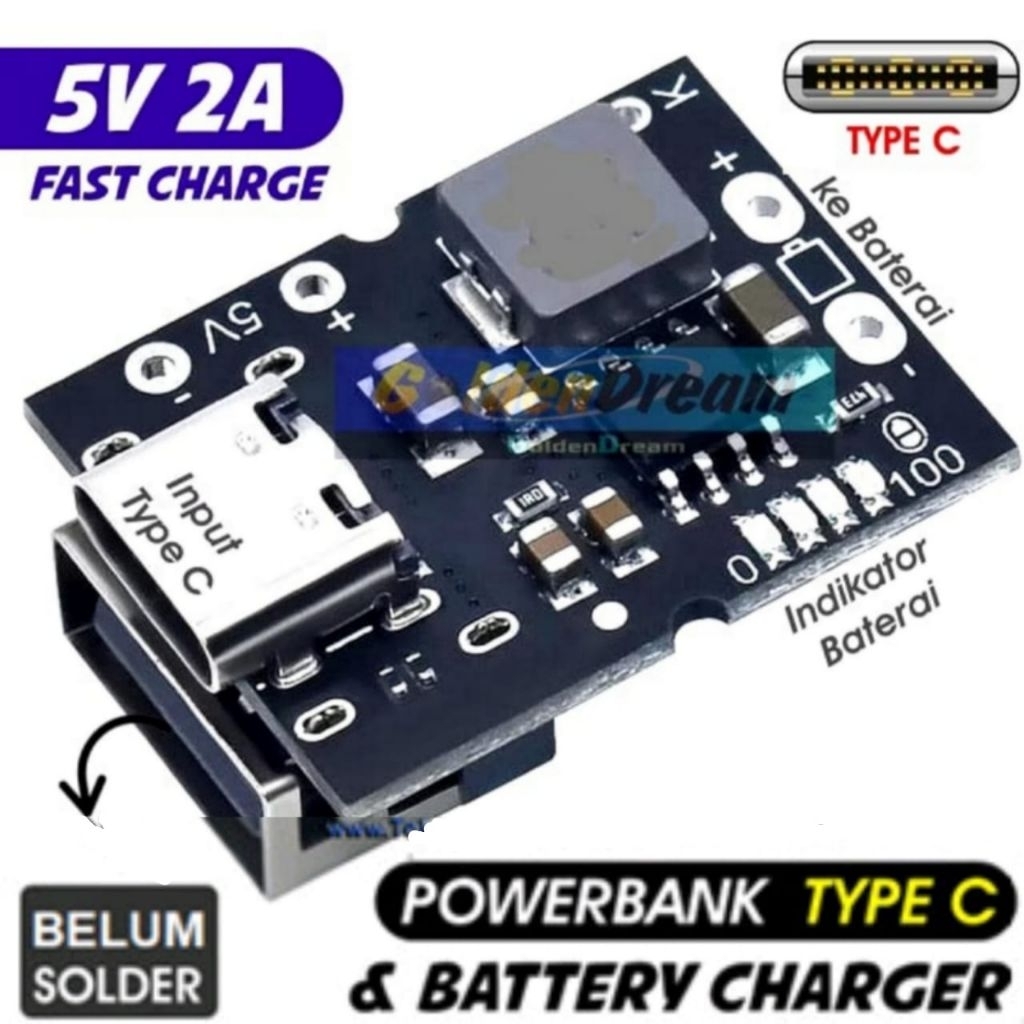 Jual Modul Power Bank USB Type C Fast Charger Boost Step Up Baterai ...
