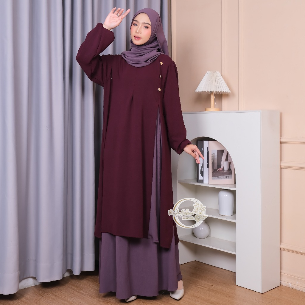 Jual Abaya Khadijah Malay Tunik Syari - One Set Tunik Jumbo + Rok ...
