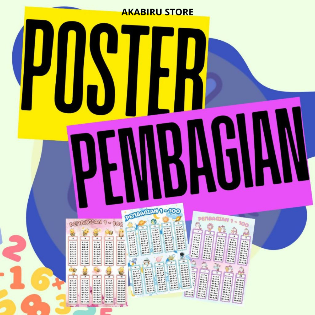 Jual Poster Edukasi Pembagian Angka 1–100 untuk Anak TK dan SD | Shopee ...