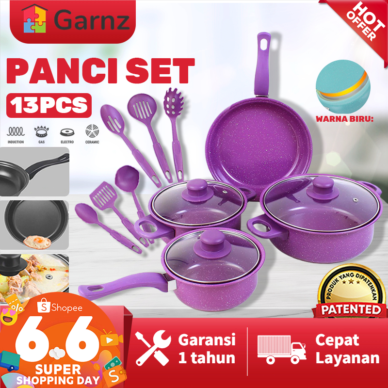 Jual Cookware Panci Set 13 IN 1 Wajan Penggorengan Spatula Set Isi ...