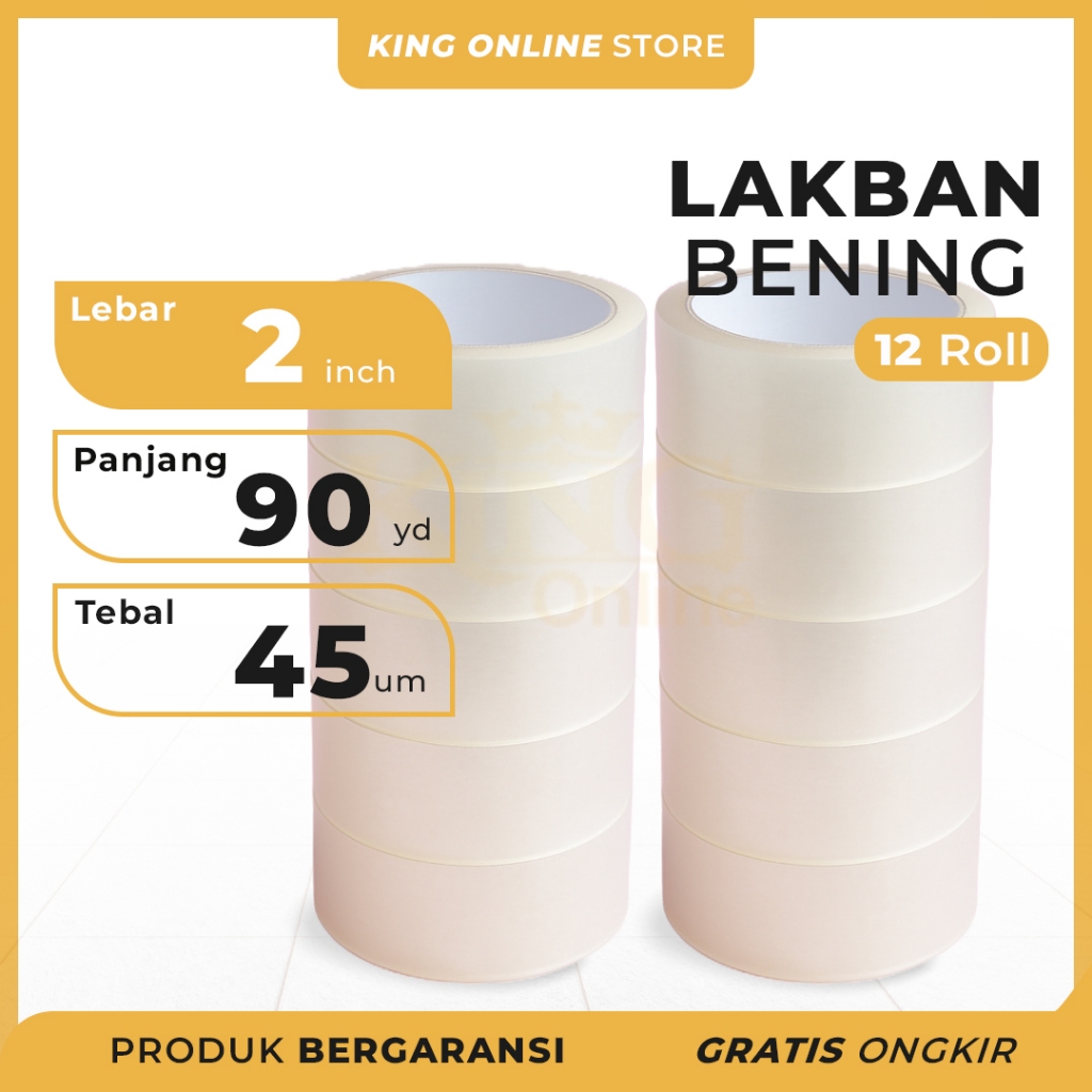 Jual 12 pcs Lakban Bening 48 MM X 90Y ECO REAL Online Tape Isolatip ...