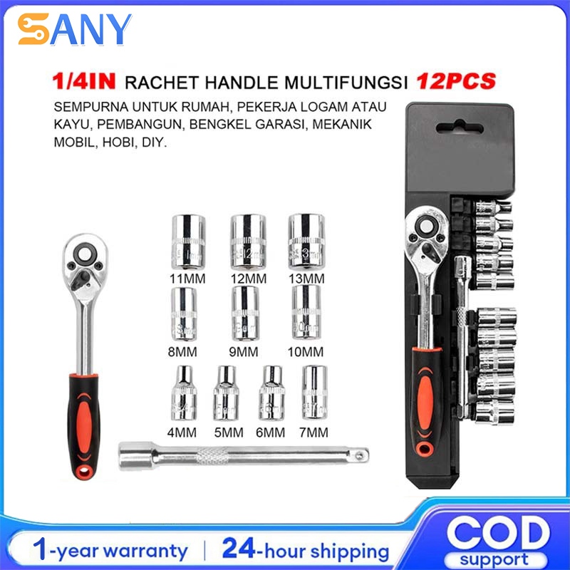 Jual 【COD】Socket Wrench SET - Ratchet Kunci Pas 12 pcs Kunci Set 1 ...