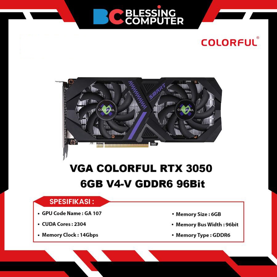 Jual VGA COLORFUL RTX 3050 6GB V4-V GDDR6 96Bit | Shopee Indonesia