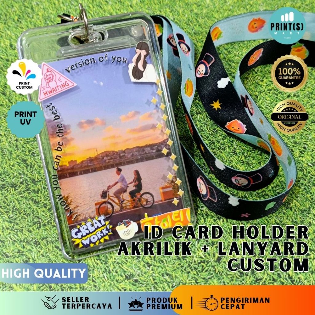 Jual ID Card Casing Akrilik Lanyard Custom print 2 sisi lebar 2 cm ...