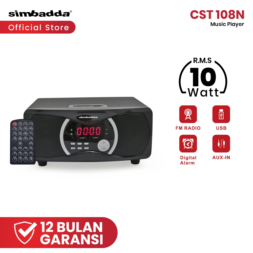 Jual Simbadda CST 108N Bluetooth Bass LED Alarm Speaker | Shopee Indonesia