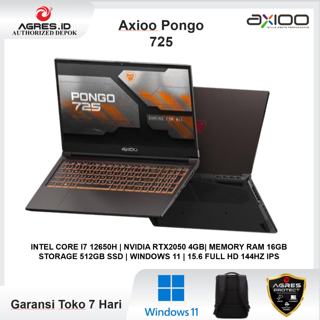 Jual Laptop Gaming Axioo Pongo 725 i7 12650H RTX2050 4GB 16GB 512GB Win ...