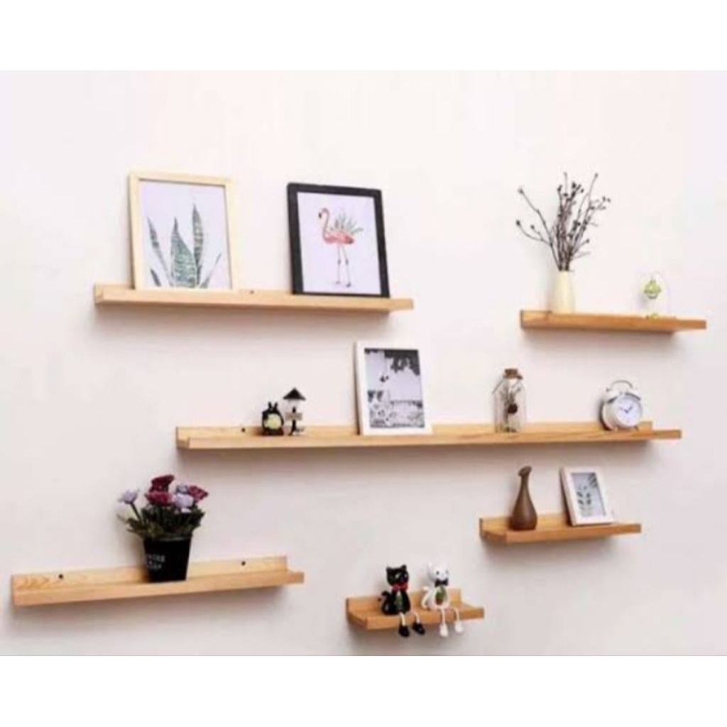 Jual ambalan 70cm rak dinding kayu minimalis dekorasi hiasan dinding ...