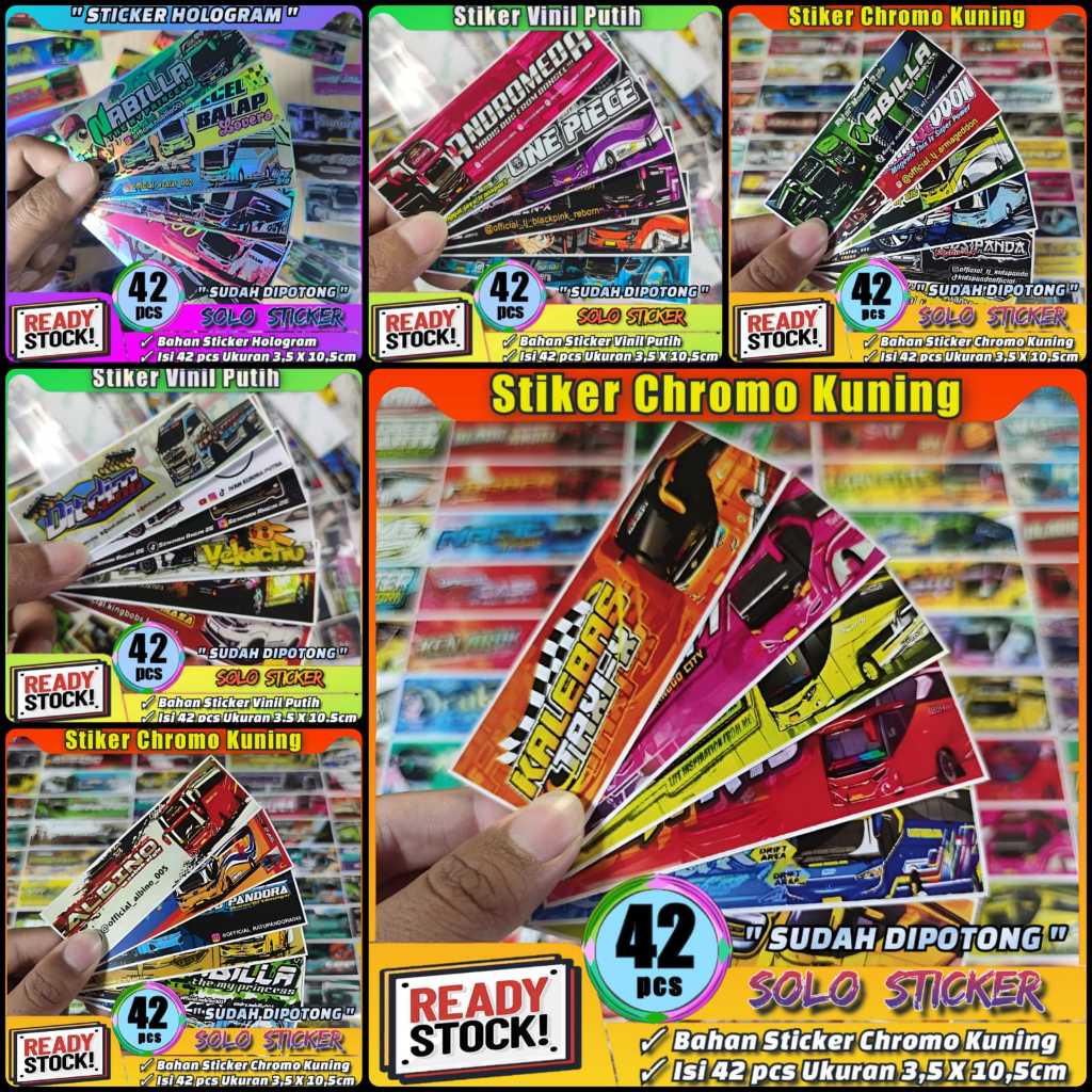 Jual Stiker Bus Panjang Isi 42pc Sticker Bis Bahan Chromo Glossy Anti ...