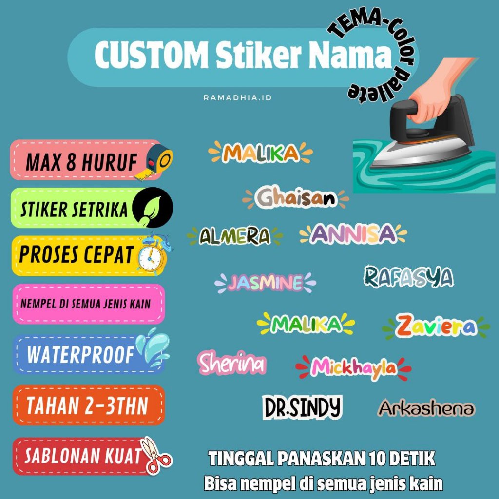 Jual Sticker Label Nama Setrika / Pallete Color / Stiker Untuk Semua ...