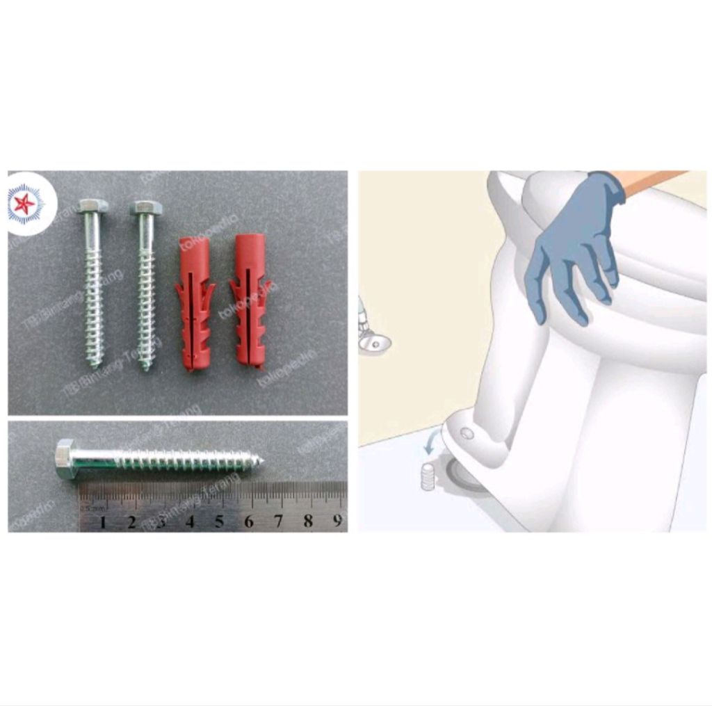 Jual Baut Kloset Duduk Tanam Baut Kunci Ring Pass 12 | Shopee Indonesia