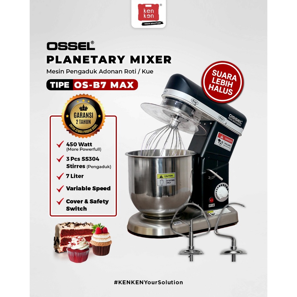 Jual OSSEL Stand Mixer Roti Mixer Serba Guna Planetary Mixer 7 Liter OS ...