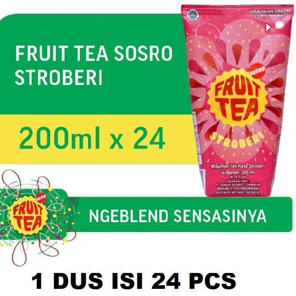 Jual Fruit Tea Sosro STRAWBERRY Genggam 200 ml - (HARGA 1 DUS ISI 24) | Shopee Indonesia