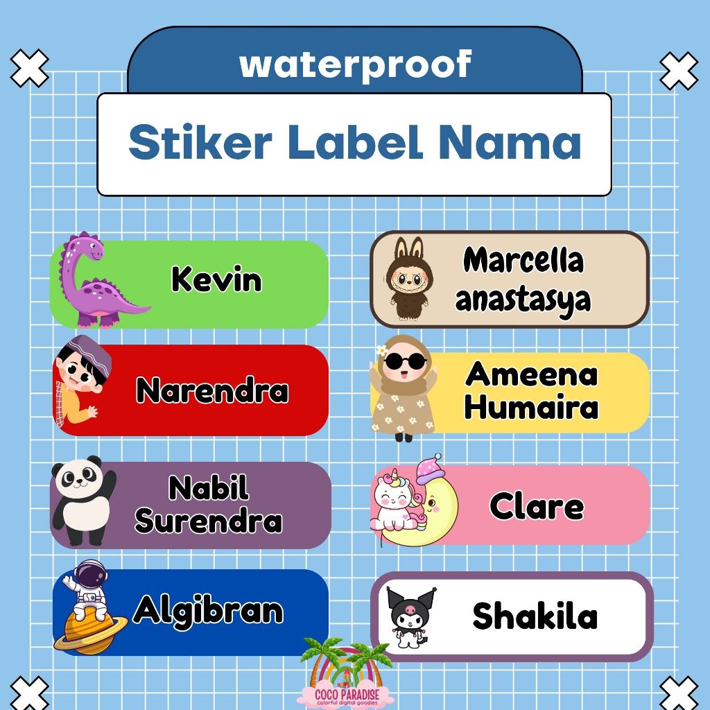 Jual Stiker Label Nama Anak Custom Waterproof | Shopee Indonesia