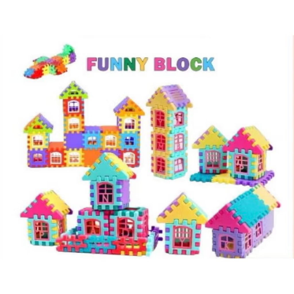 Jual Mainan Edukasi Anak Balok Susun Puzzle Imajinasi Bentuk Rumah ...