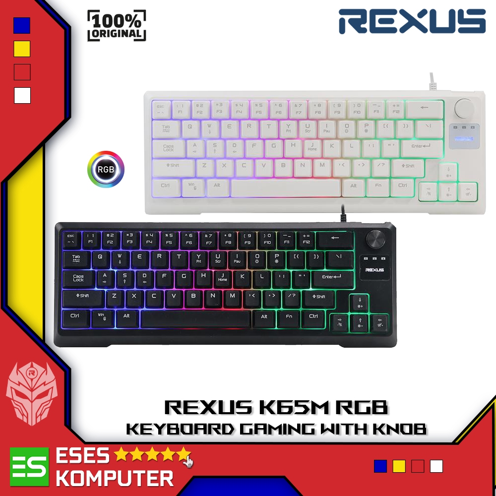 Jual Keyboard Rexus K65M Battlefire RGB 60% Layout with KNOB Keyboard ...