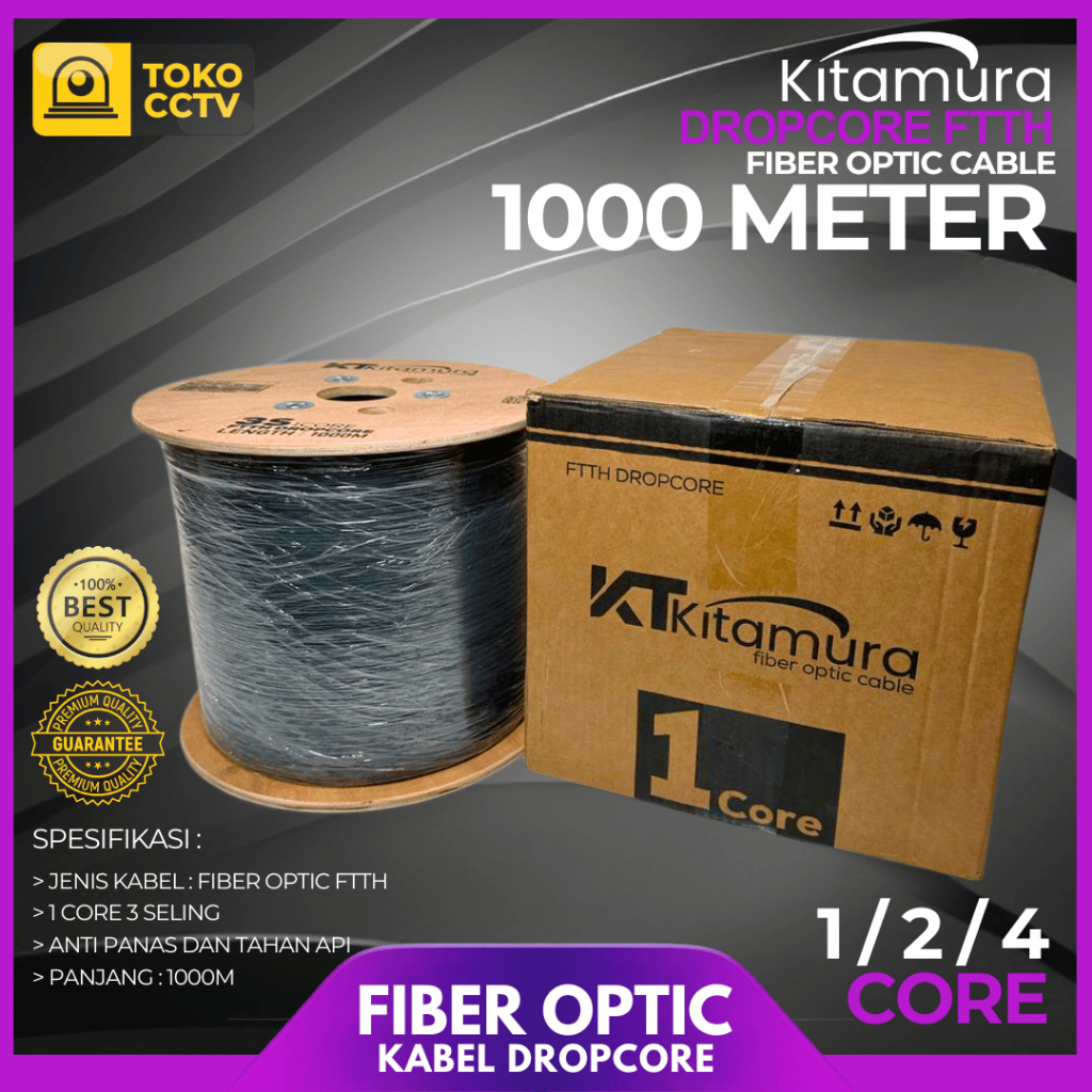 Jual Kabel DROPCORE FO 1000 Meter 1/2/4 Core 3 Seling Fiber Optic FTTH ...
