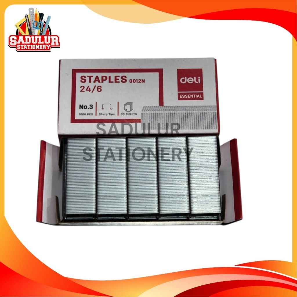 Jual 1 PCS (1000) ISI STAPLES DELI 24/6 / ISI STAPLER 24/6 / ISI ...