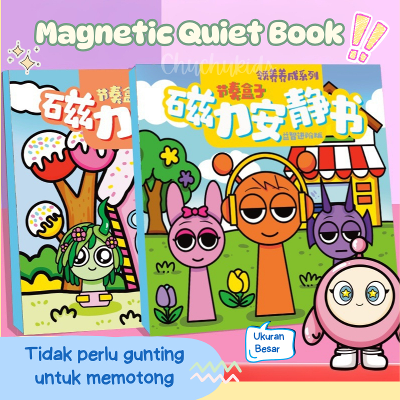 Jual Quiet Book SPRUNKI Incredibox Magnetic Book DIY Sticker mainan ...