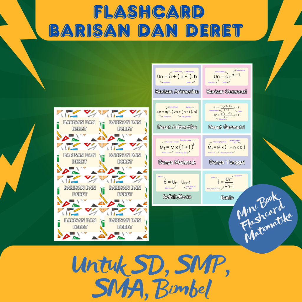Jual Mini Book Flashcard Barisan dan Deret Flashcard dalam Penuh Warna ...