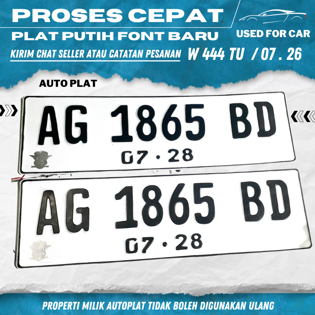 Jual Cetak 2pcs Nomor Mobil Font Baru Putih Hitam Proses Kilat | Shopee ...