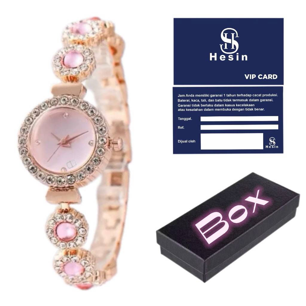 Jual (H&S)Jam Tangan Wanita Fashion Hesin Belian Bulat Free Box Strap ...