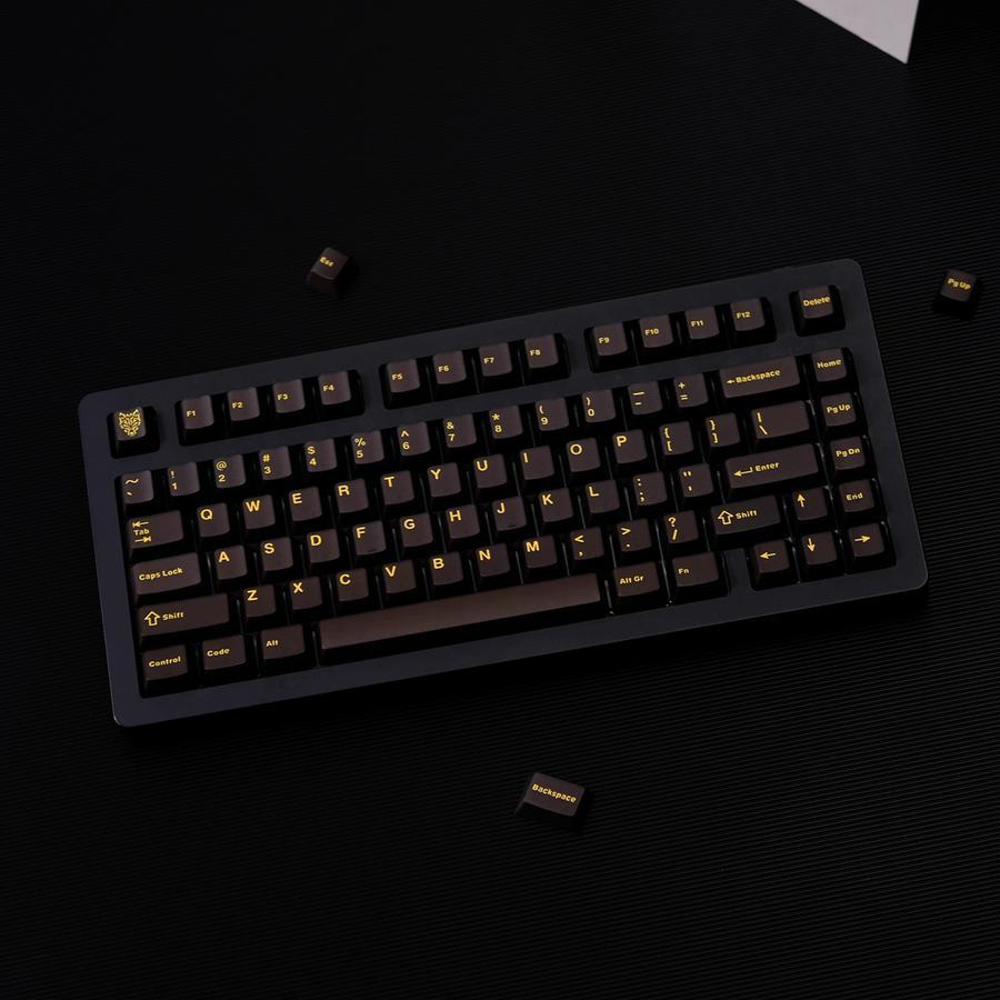 Jual Keycaps Aifei Lite PBT Double Shot Gold on Black Translucent ...