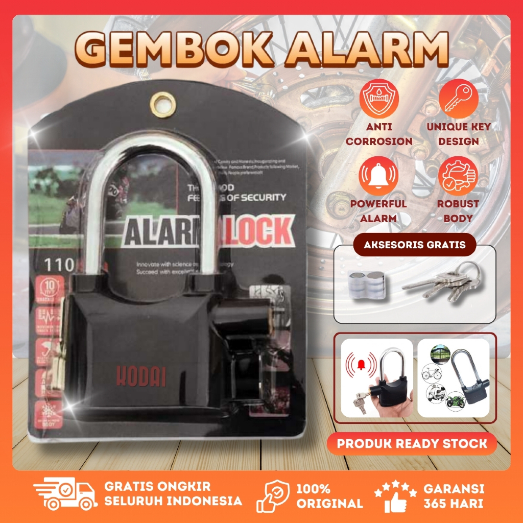 Jual KODAI Gembok Alarm Anti Maling Ring Panjang Kunci Alarm Lock ...