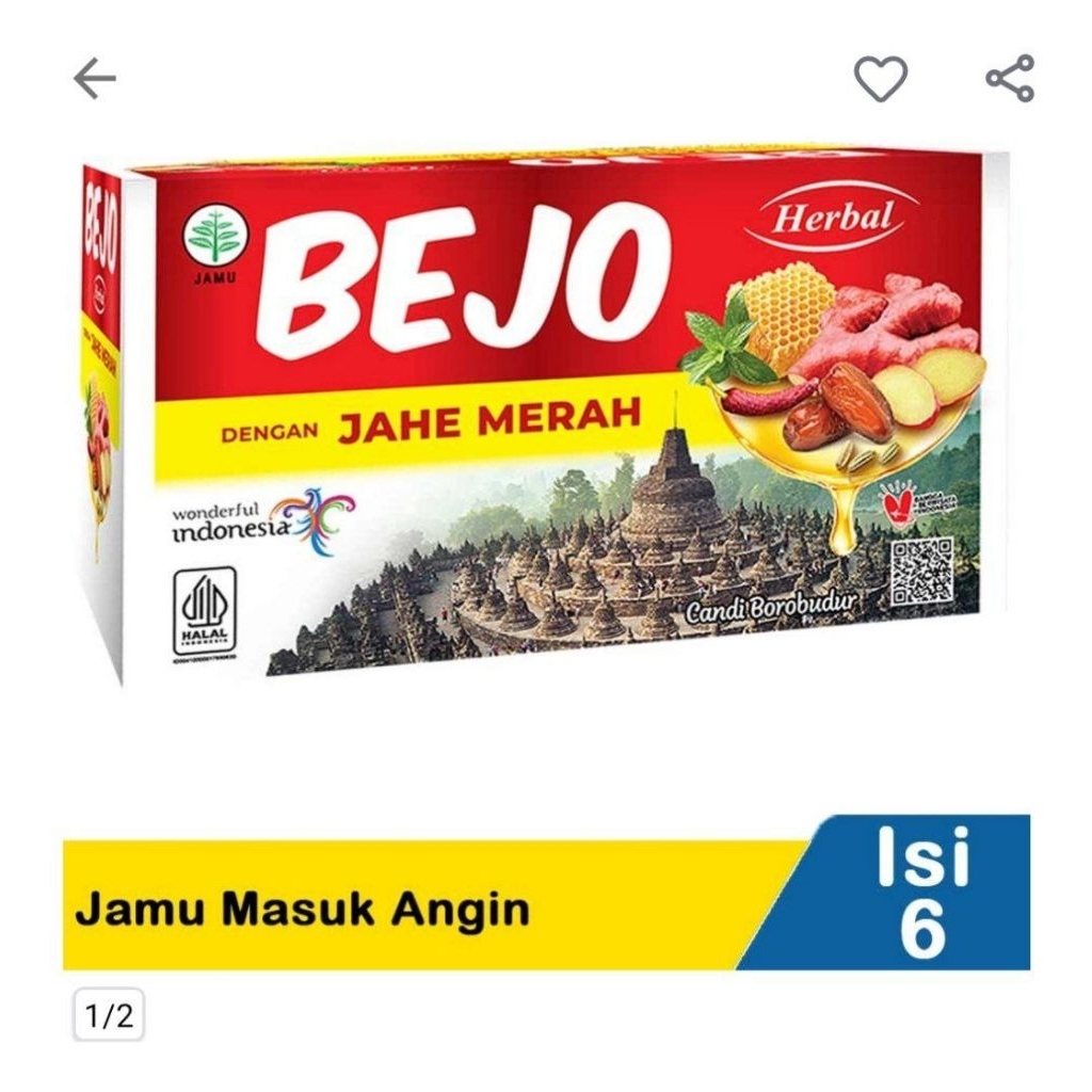 Jual Bejo jahe merah 15ml*6sachet EXP 2027-2027 | Shopee Indonesia